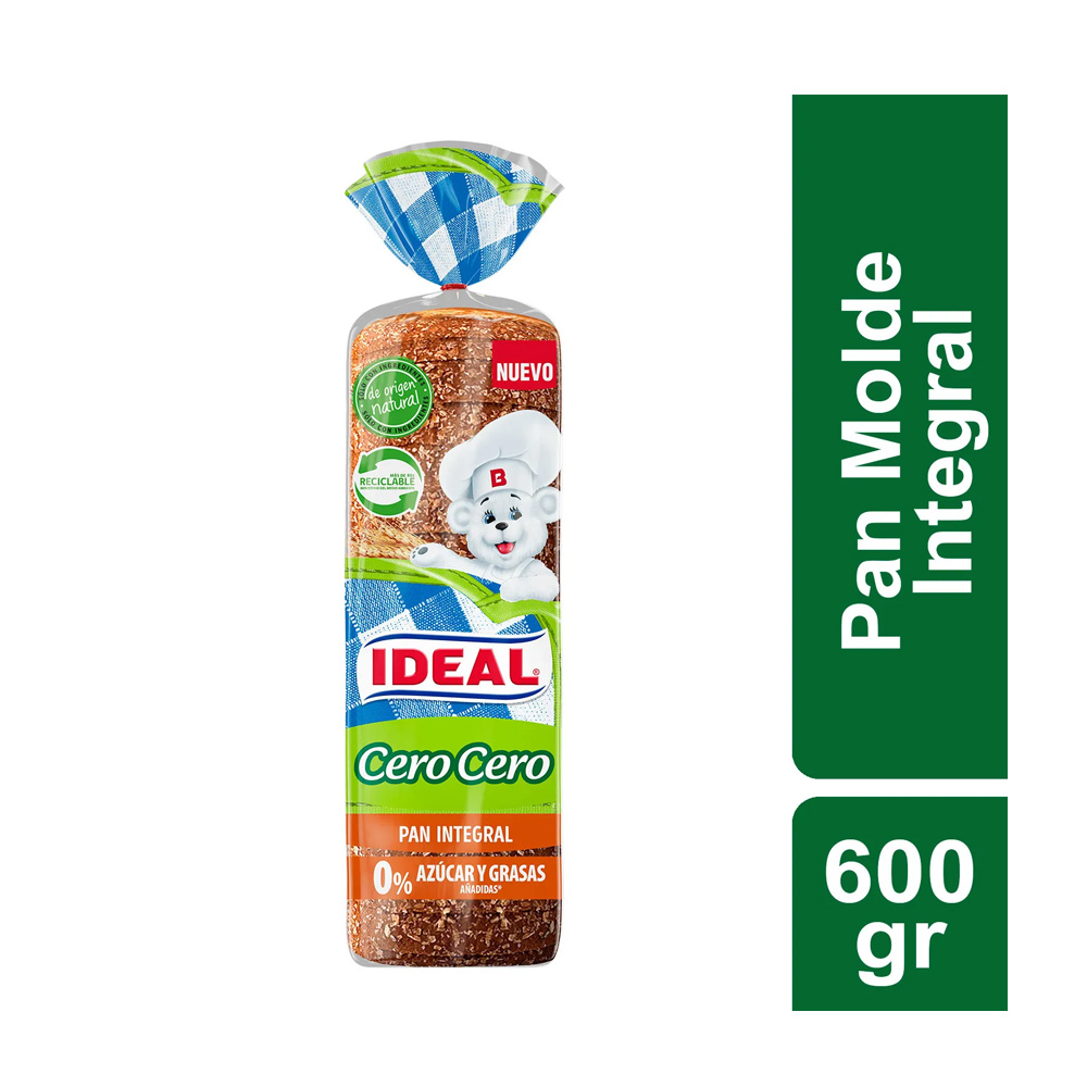 Super El Trebol - Pan Integral Cero Cero Ideal 600 Gr
