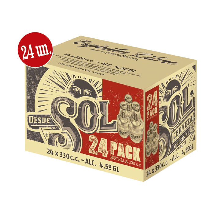 Super El Trebol - Pack 24 Cerveza Sol botella 330 cc