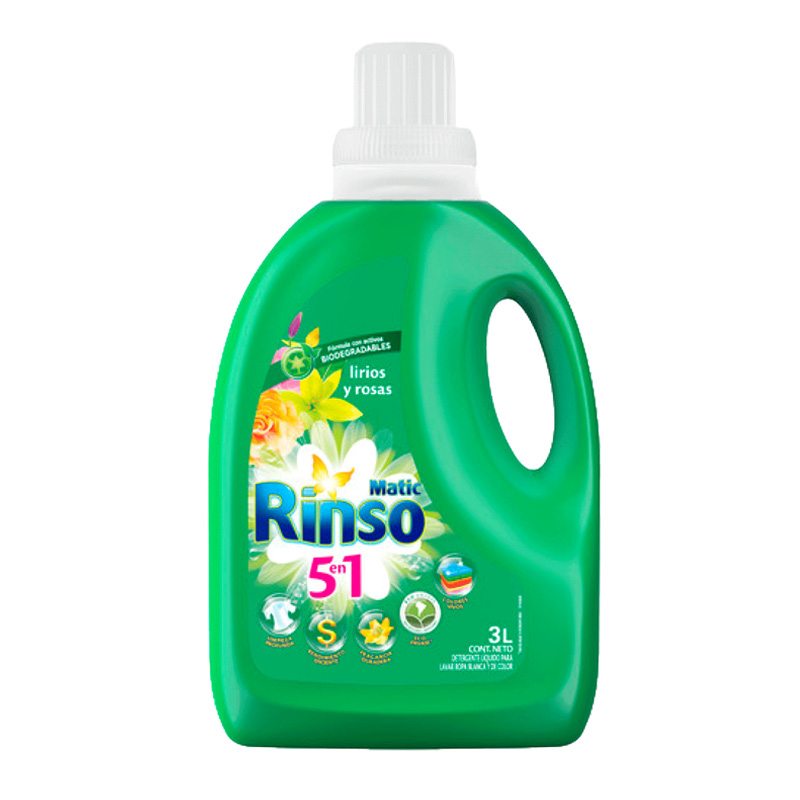 Super El Trebol - Detergente Líquido Rinso 3 Lts Lirios y Rosas
