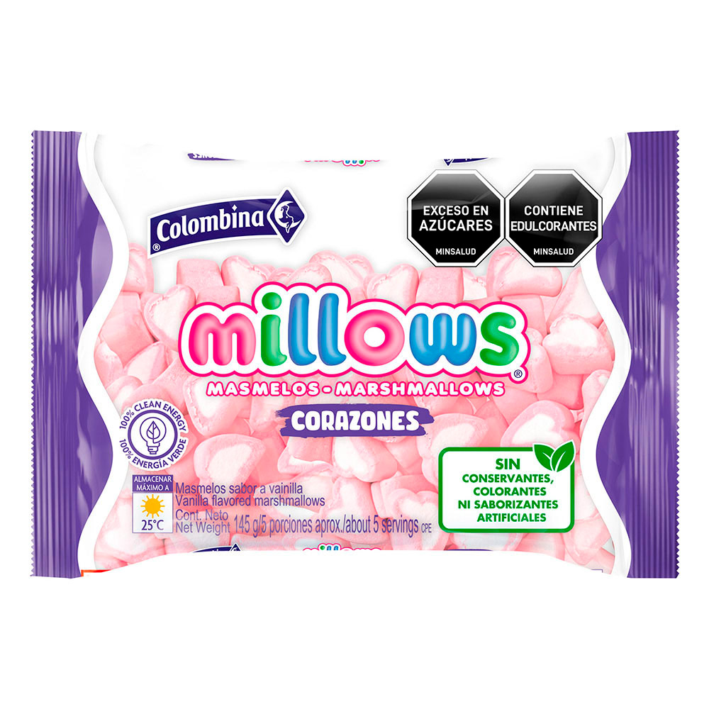 Super El Trebol - Marsmallow Colombina Millows Corazones 145 Gr