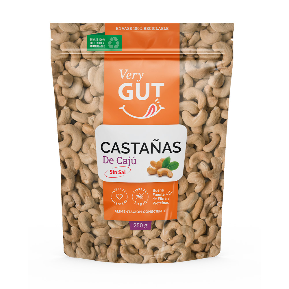 Castañas de Caju sin sal 250 g, Very Gut - Farmacias Knop
