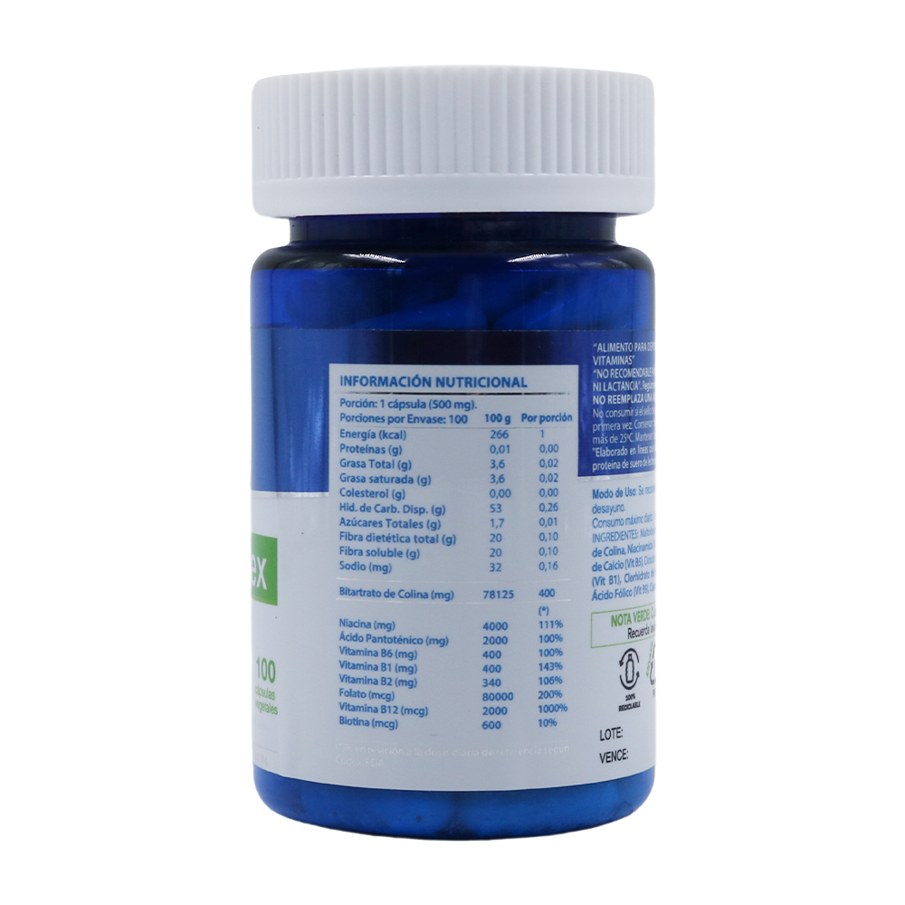 Natural B-complex 426 mg x 100 cápsulas vegetales - Natblue ...