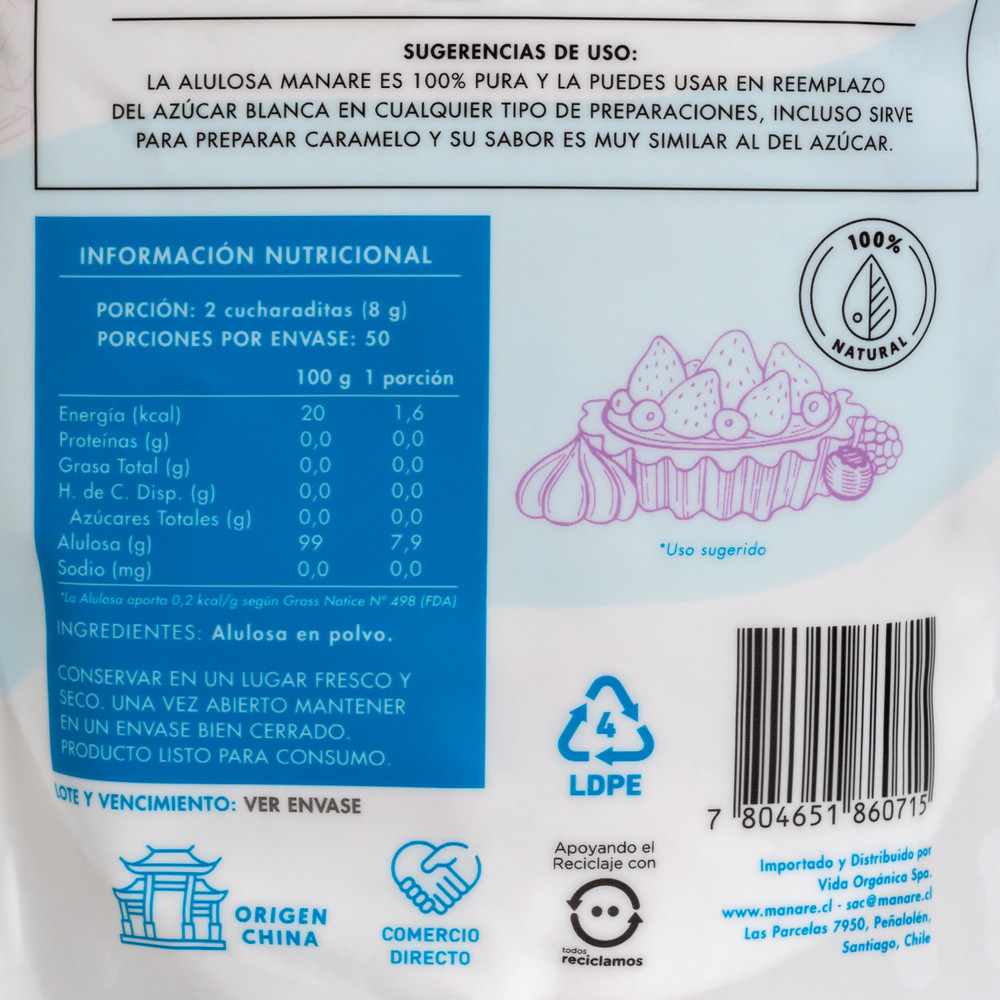 Alulosa en polvo 400 g, Manare - Farmacias Knop