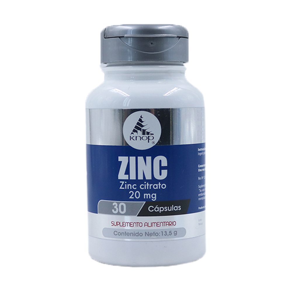Zinc 20mg x 30 cápsulas – Knop Laboratorios® - Farmacias Knop