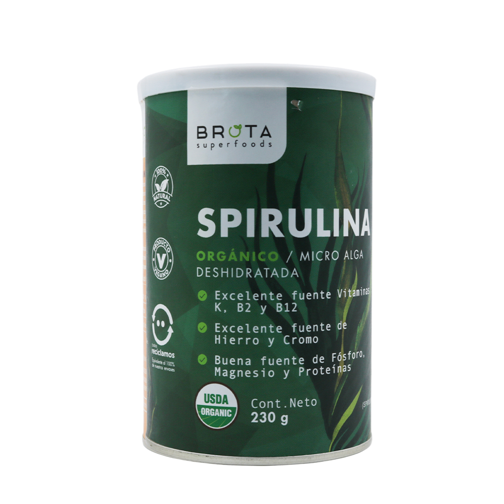SPIRULINA EN POLVO ORGANICA 230 G, BROTA - Farmacias Knop