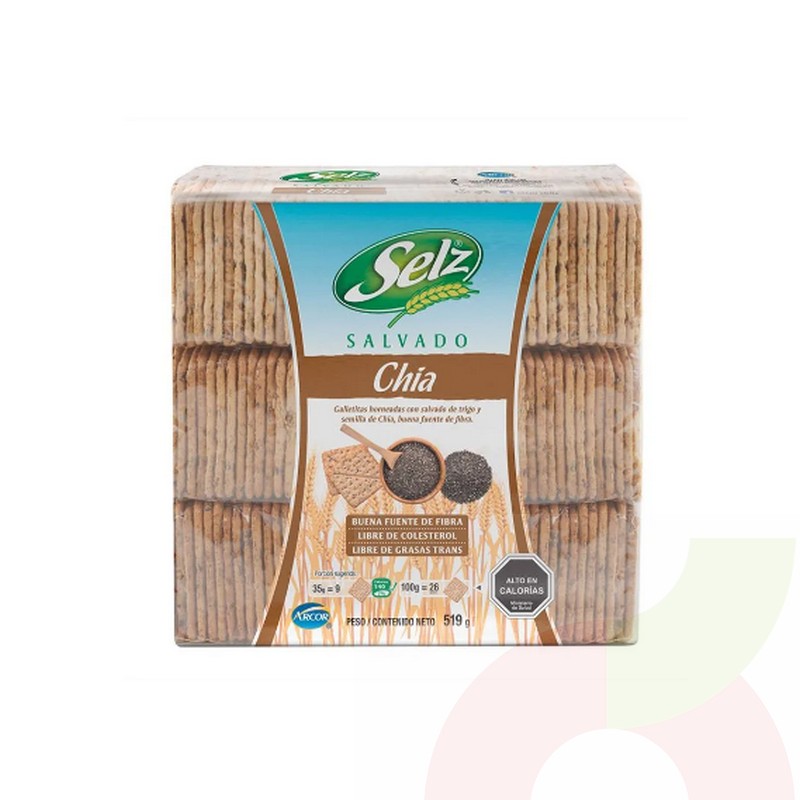 Galleta Salvado Chía Selz Tripack 519Gr - Supermercados Eltit