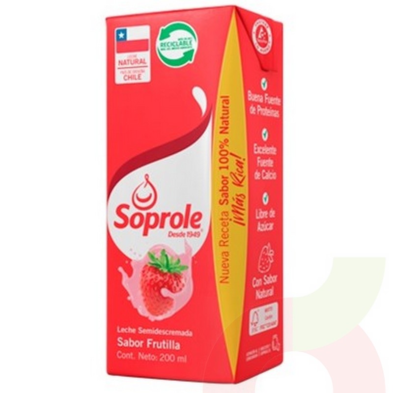 Leche Sabor Frutilla Soprole 200Ml - Supermercados Eltit