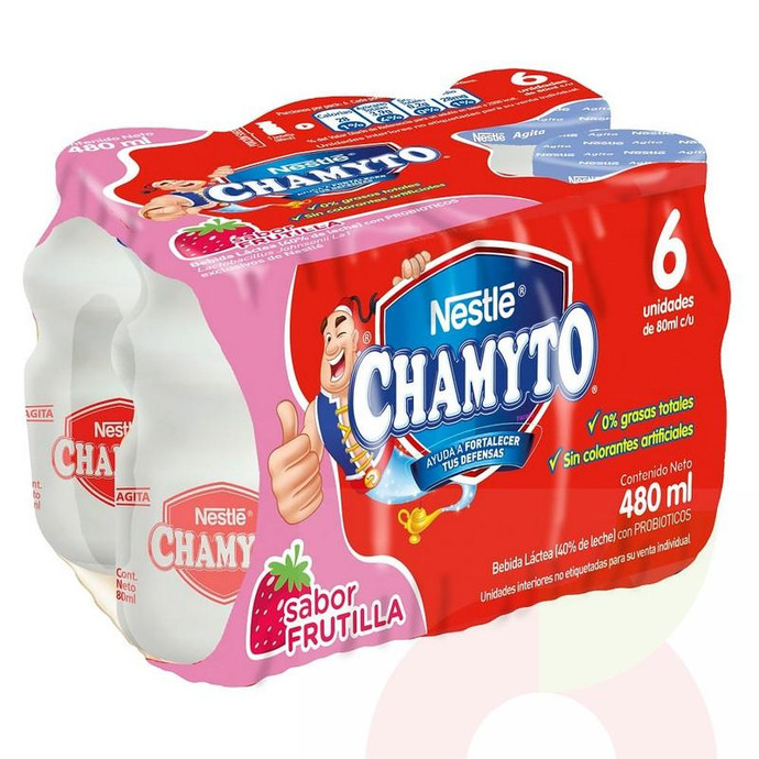 Chamyto Sabor Frutilla 6 Unidades 80Ml - Supermercados Eltit
