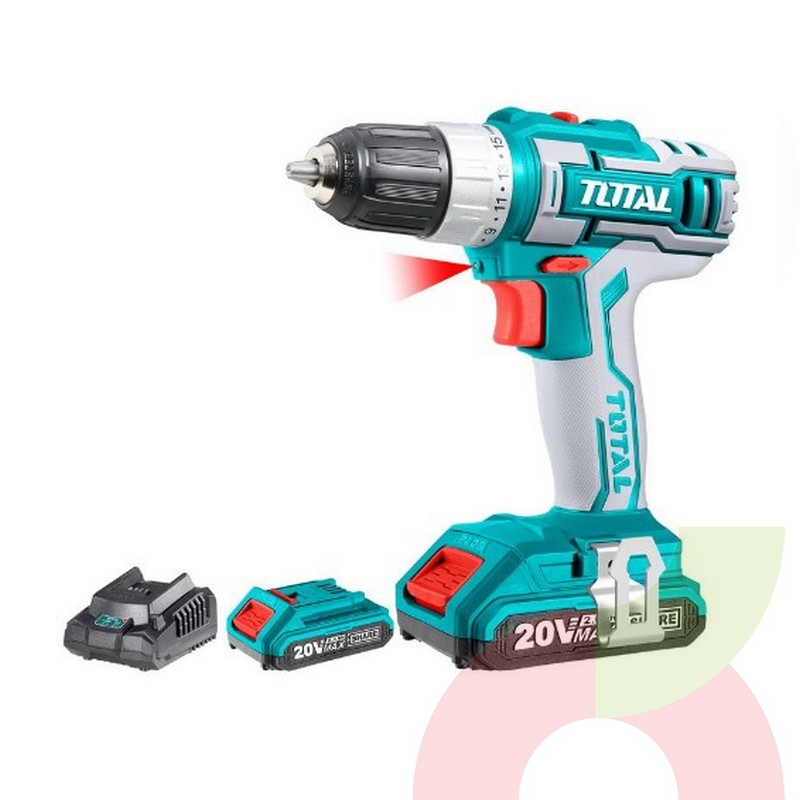 Taladro Inalambrico Total 20V + 2 Baterías + Cargador - Hogar Eltit