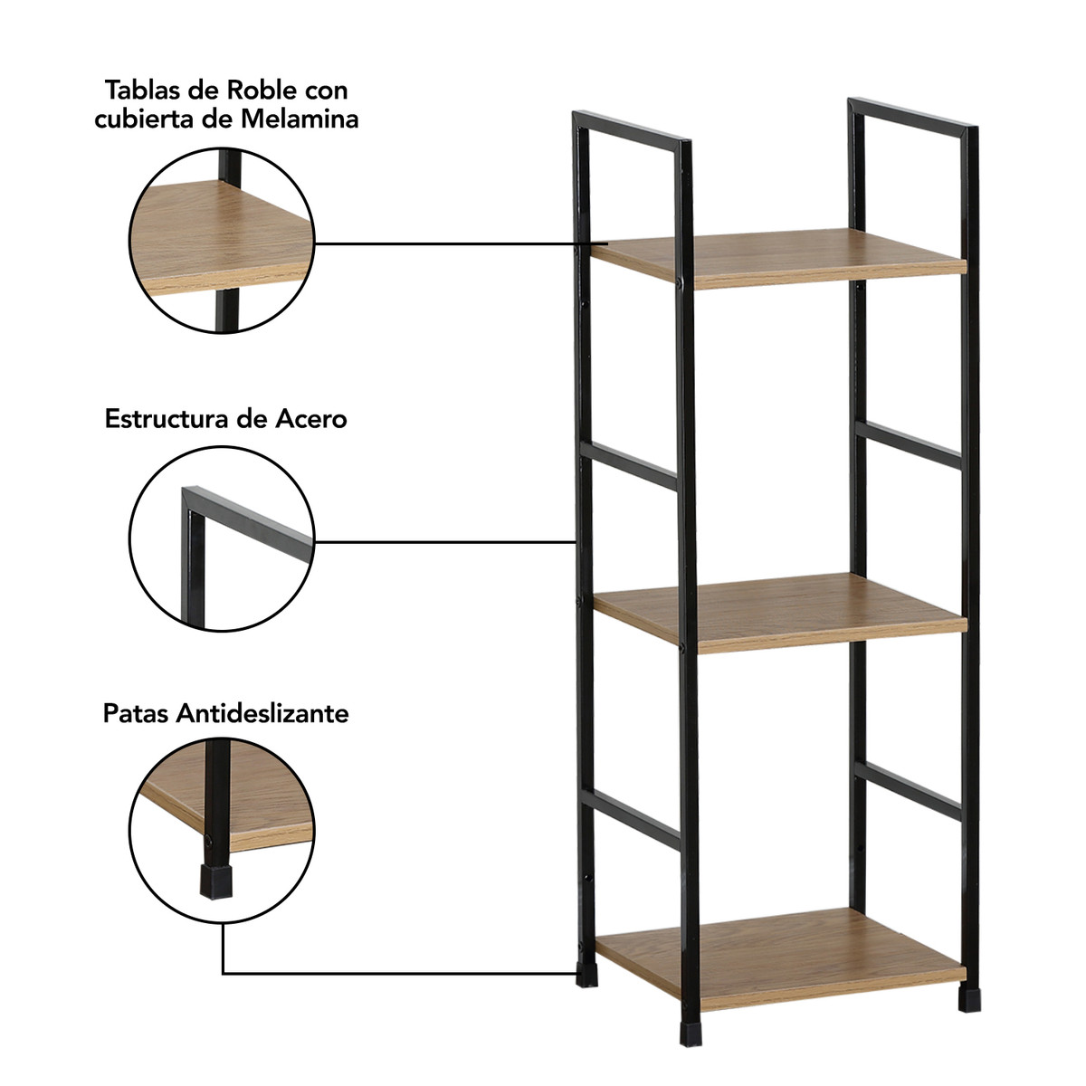 Estante 3 Niveles Industrial Café - Novahus